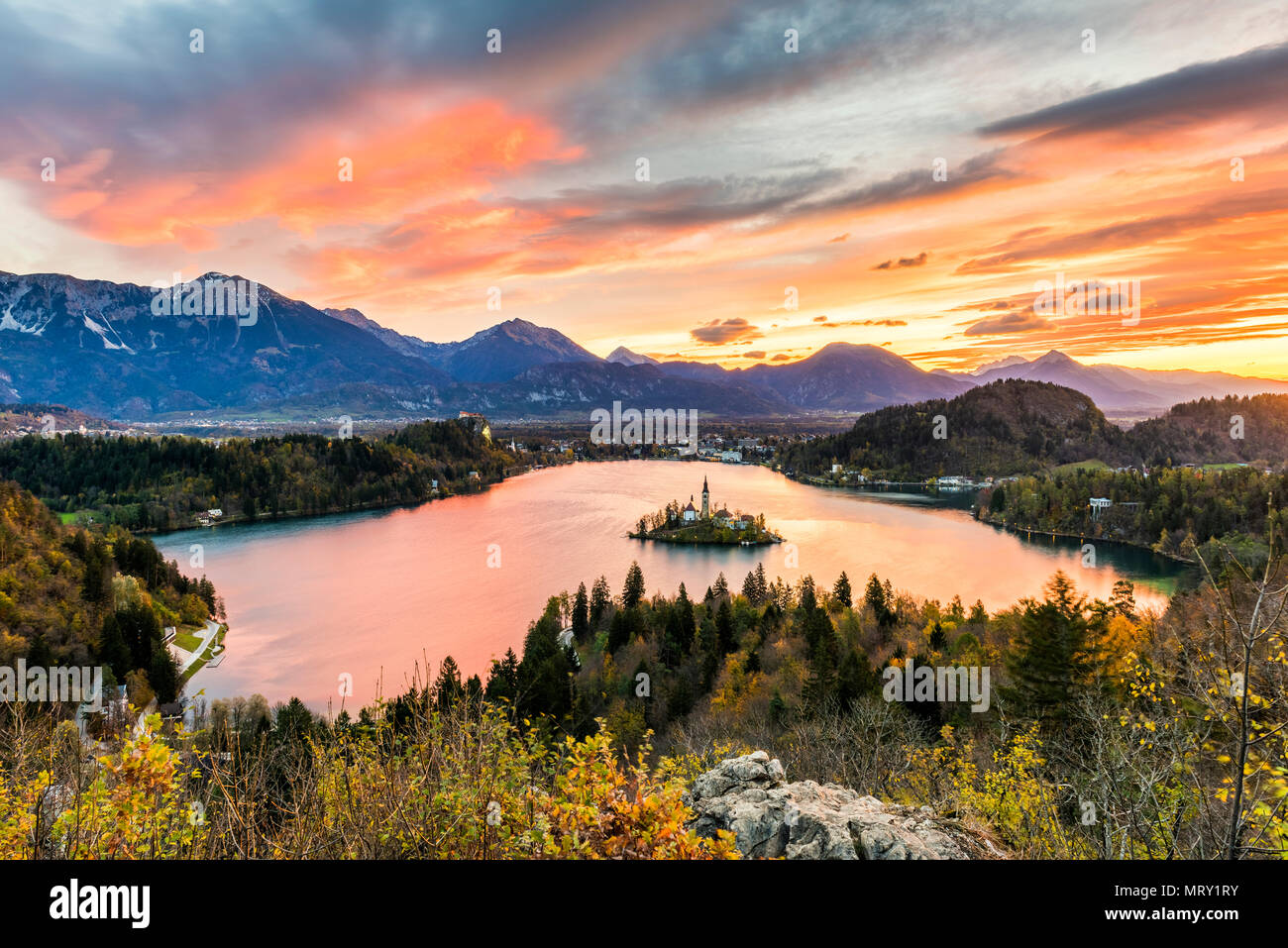 Elevated view of lake bled bled hi-res stock photography and images - Alamy
