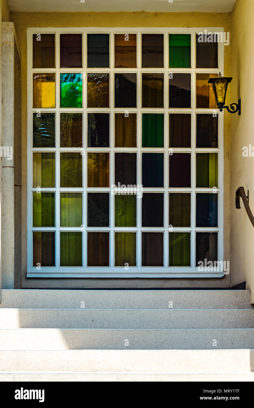 Beautiful old windows with colorful glasses, leaded-pane for home Stock ...