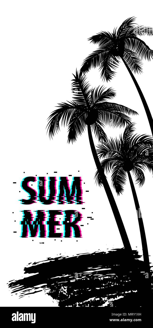 Summer time palm tree banner poster Stock Vector Image & Art - Alamy