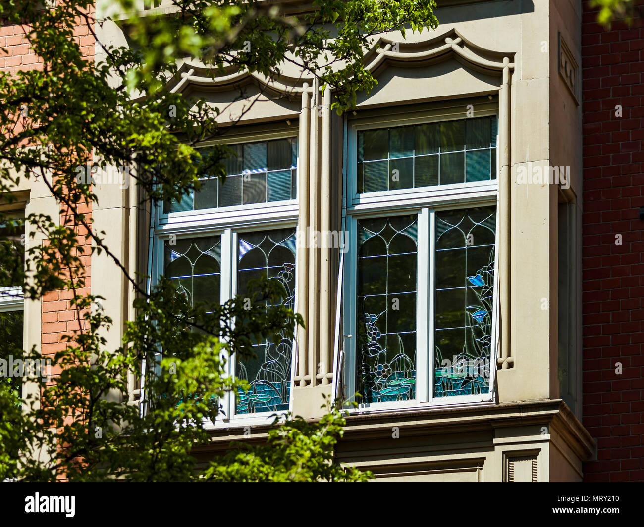 Beautiful old windows with colorful glasses, leaded-pane for home Stock ...