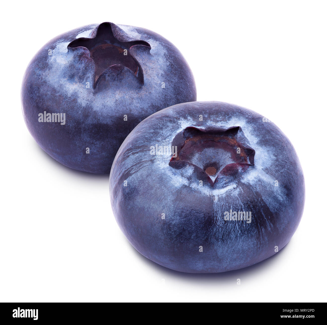 Group of two blueberries isolated on white Stock Photo - Alamy