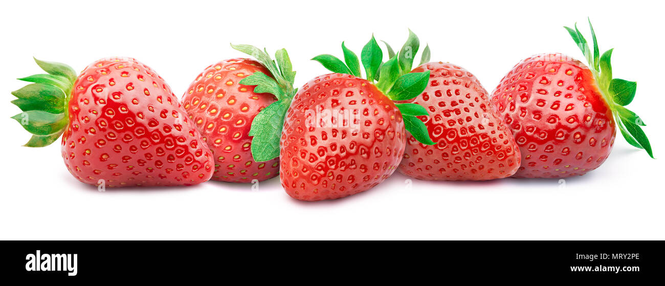 Five ripe strawberries isolated Stock Photo - Alamy