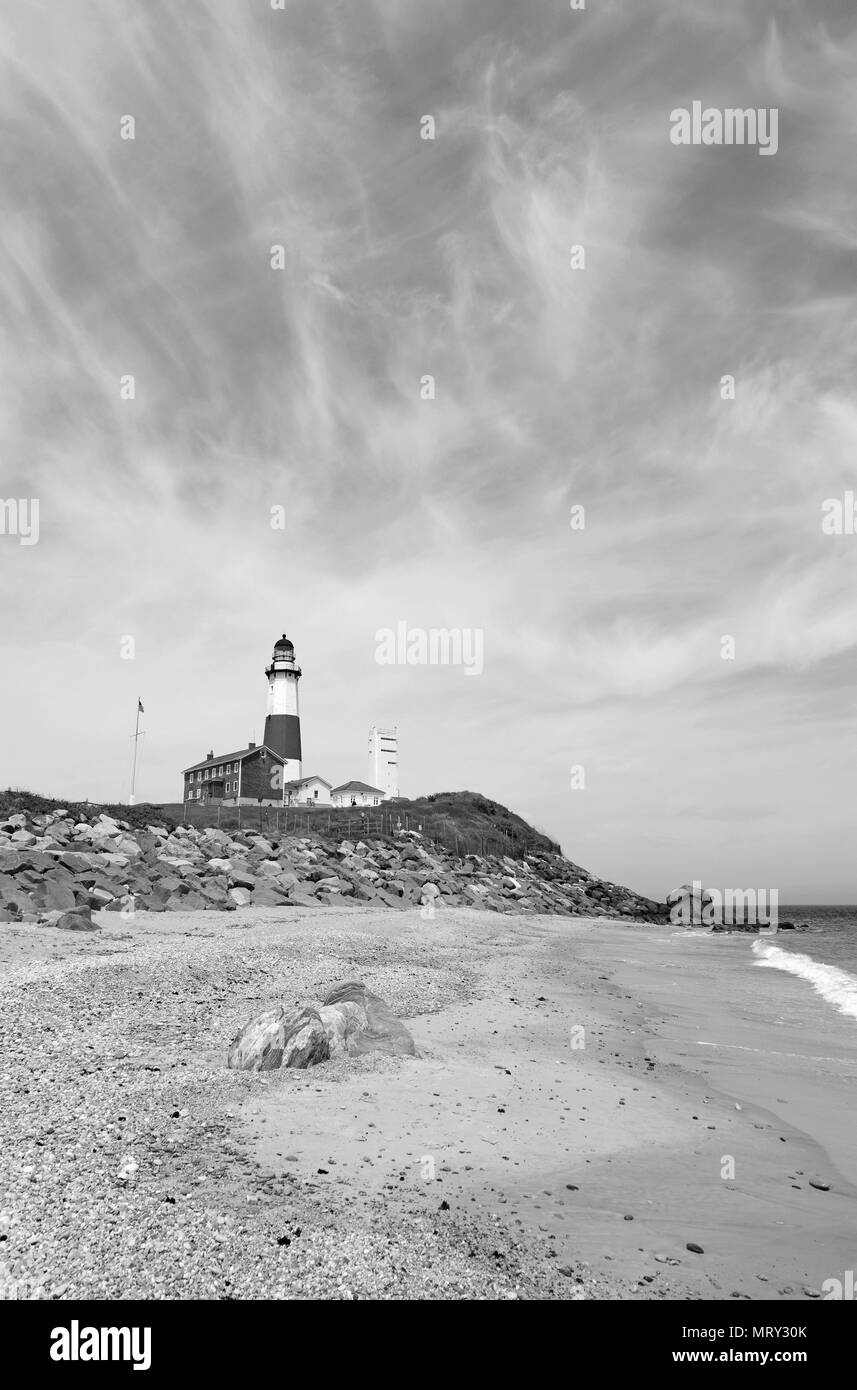 Coastal scene with Montauk Lighthouse in Long Island New York Stock ...