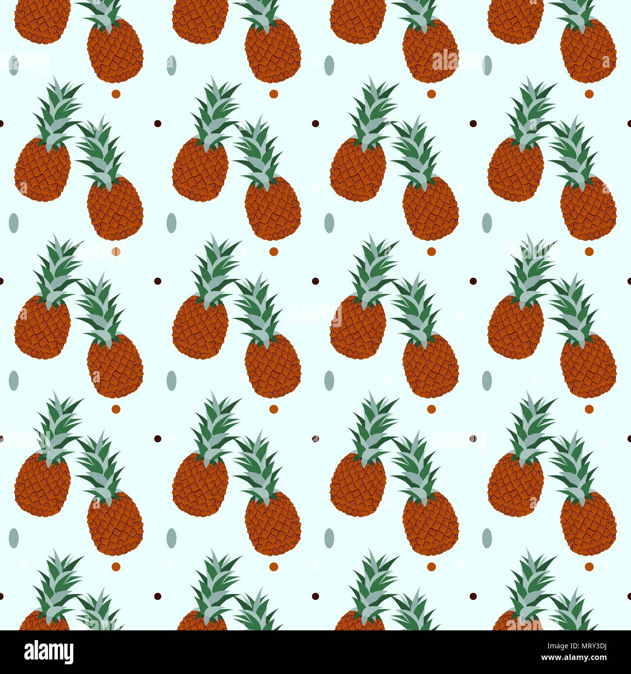Tropical Pineapples Background - Ananas Seamless Pattern - in vector ...