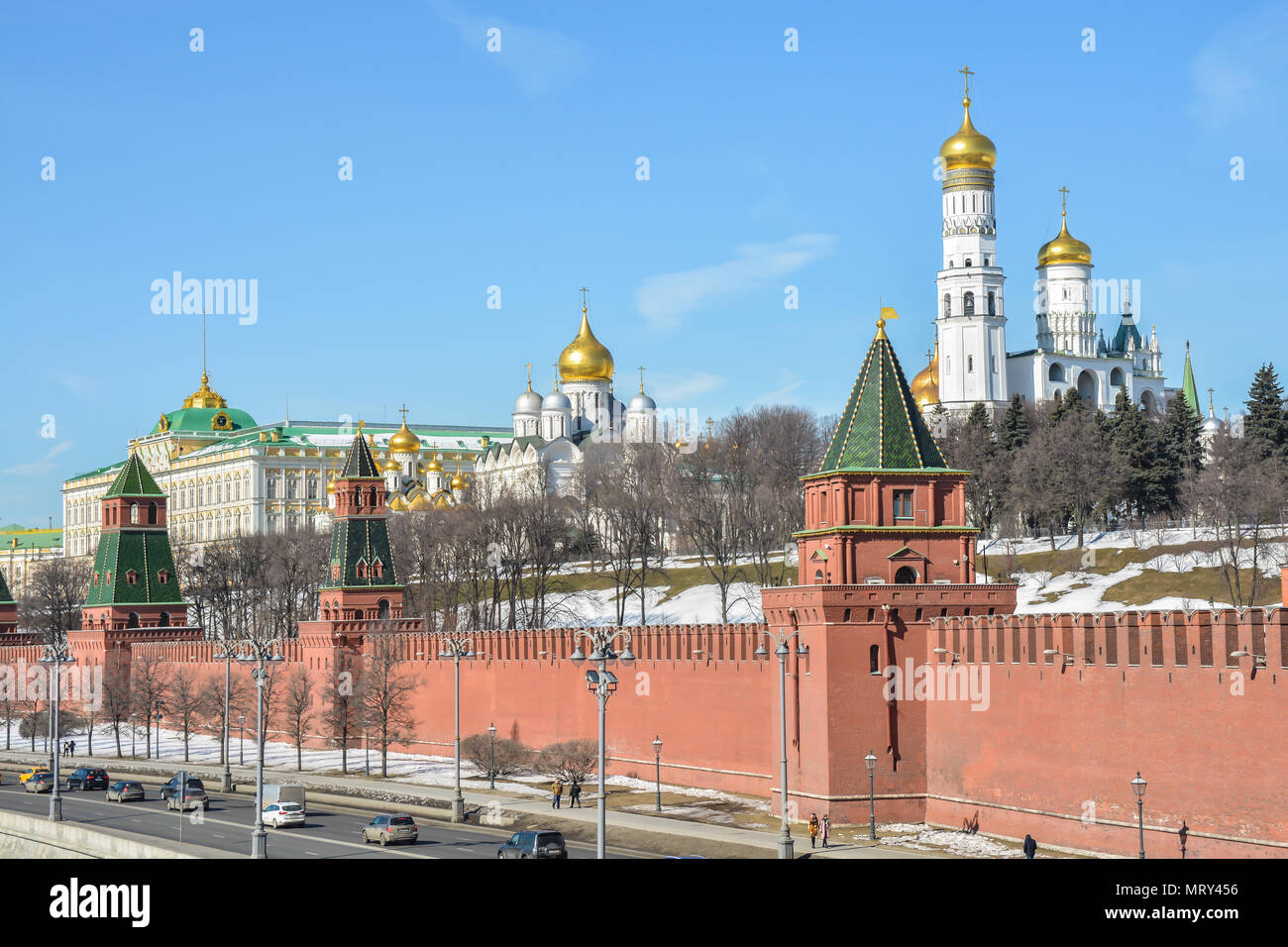 The Moscow Kremlin and the embankment. Center of the Russian capital ...