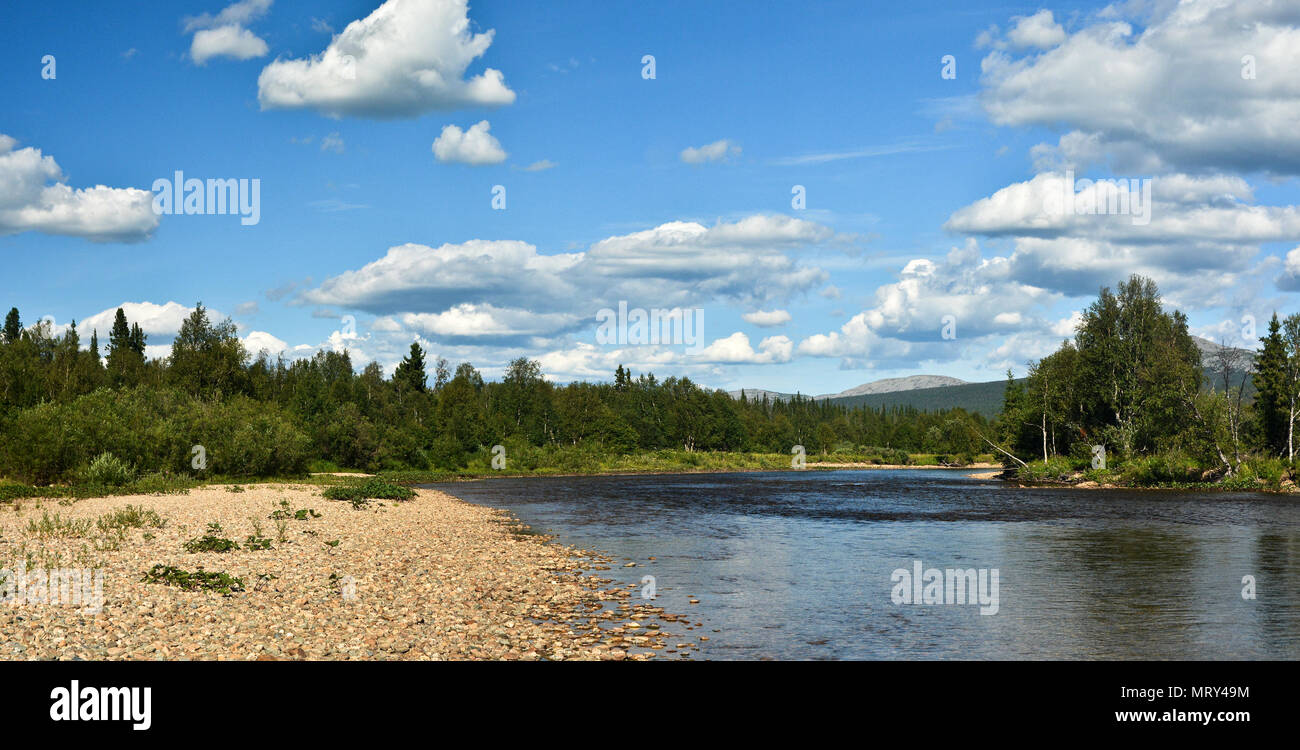 Panorama of the taiga river in the national Park. The object of UNESCO ...