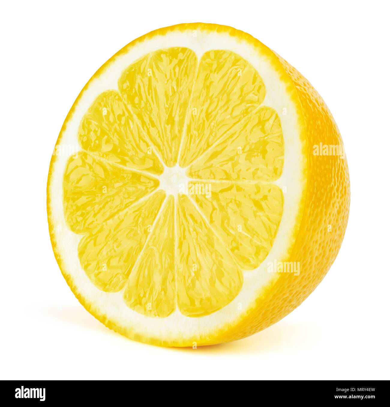 Half of lemon fruit slice isolated on white Stock Photo - Alamy