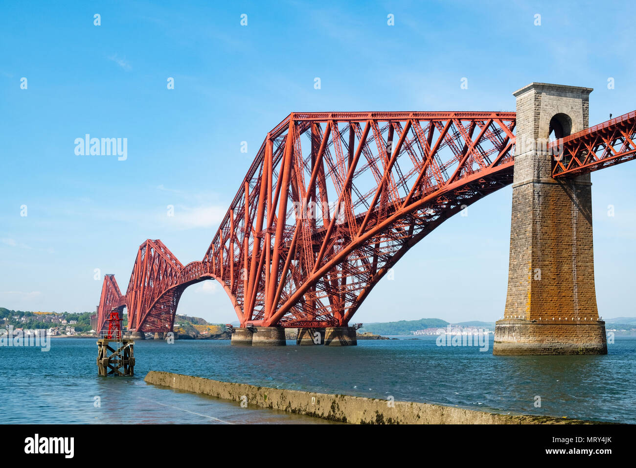 View of the historic Forth Bridge (Forth Railway Bridge) crossing the ...