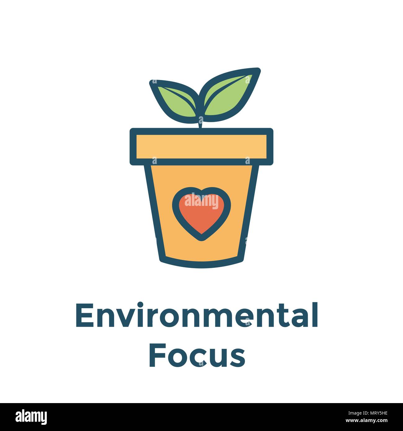 Environmental focus concerns icon with potted plant and leaf & heart ...