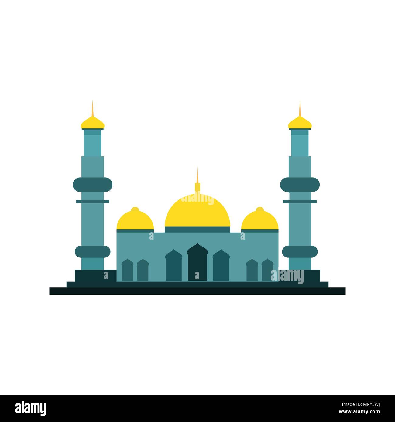 Wide Green Islamic Mosque Building Vector Illustration Graphic Design ...