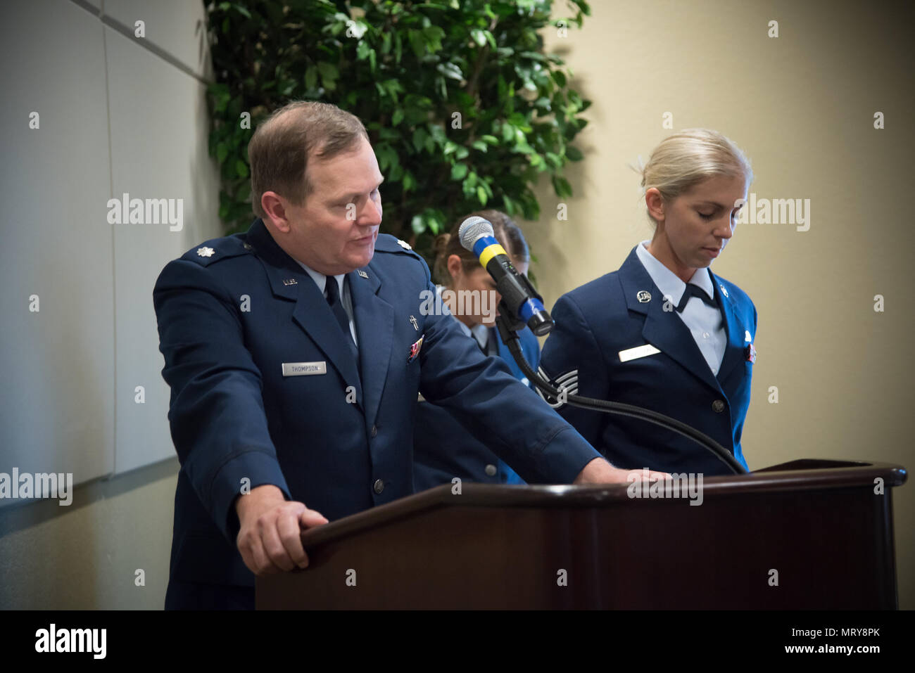 Chaplain (Lt. Col.) Pat Thompson, 403rd Wing chaplain, gives an ...