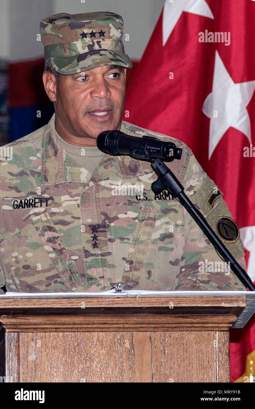 Lt. Gen. Michael X. Garrett, commander of U.S. Army Central, gives a ...