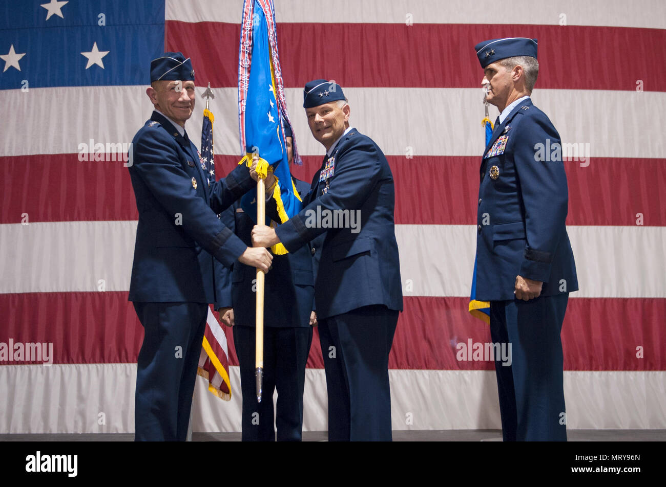 Gen. Mike Holmes, commander of Air Combat Command, poses with Maj. Gen ...