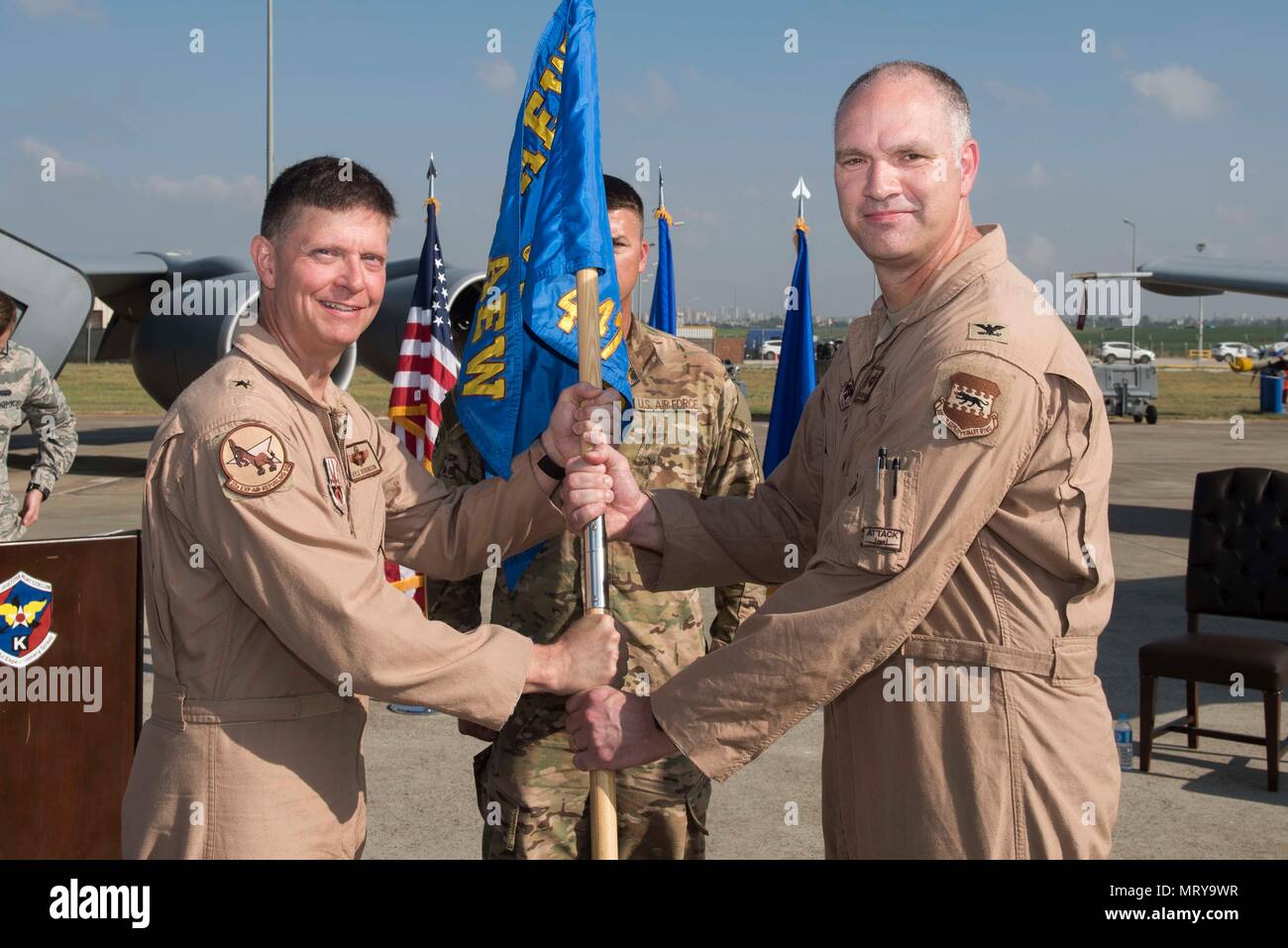 U.S. Air Force Col. Scott Hoffman (right), 447th Air Expeditionary ...