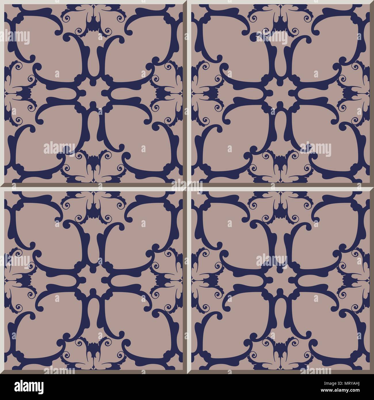 Ceramic tile pattern vortex spiral curve cross garden vine, oriental ...