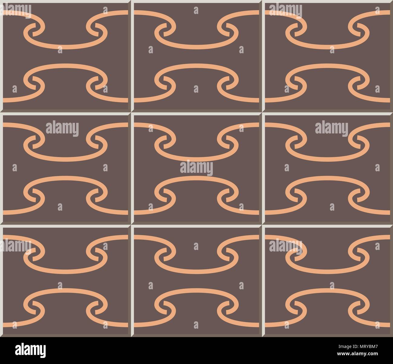 Ceramic tile pattern curve cross spiral frame chain, oriental interior ...