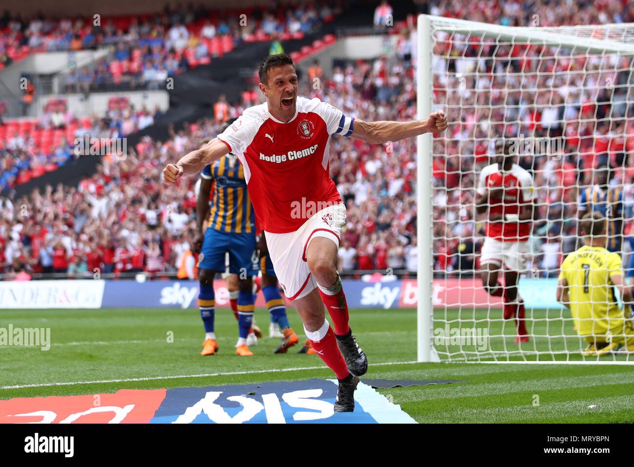 Rotherham United's Richard Wood celebrates scoring his side's first ...