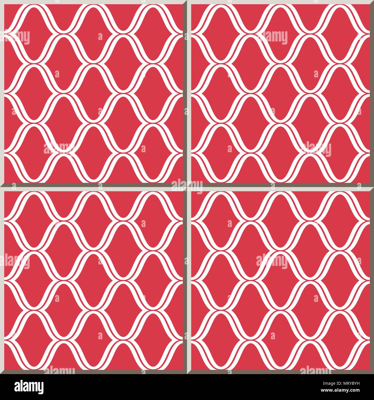 Ceramic tile pattern curve wave cross frame line, oriental interior ...