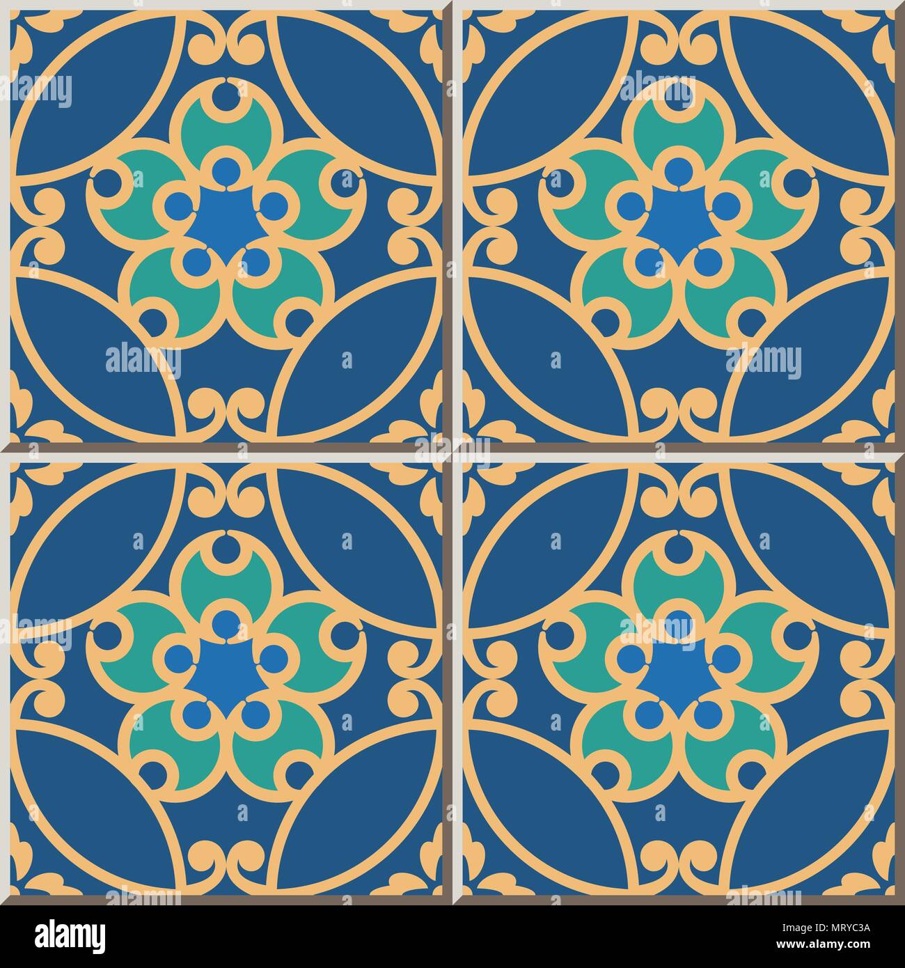 Ceramic tile pattern round curve cross spiral frame flower, oriental ...