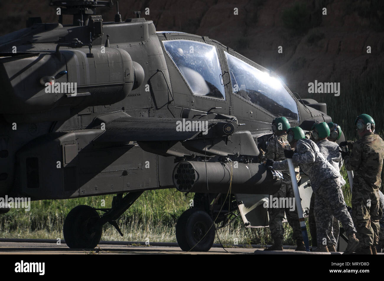 Soldiers with D Company, 1-151st Attack Reconnaissance Battalion, arm ...