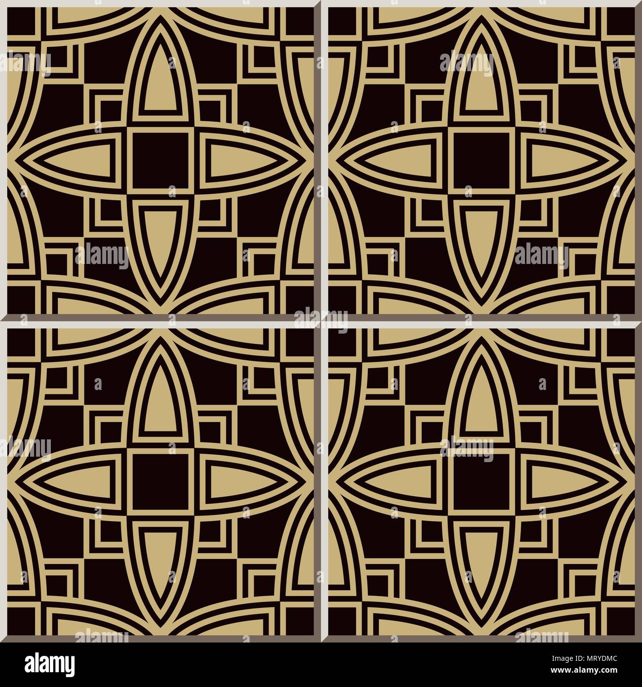 Ceramic tile pattern Curve Cross Square Frame Geometry, oriental ...