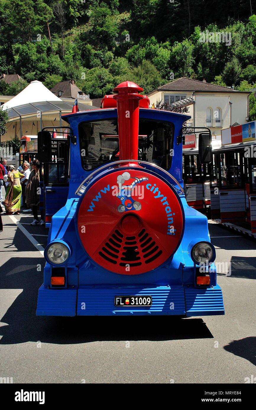 Tourist train for city sightseeing, Vaduz, Liechtenstein, Europe Stock ...