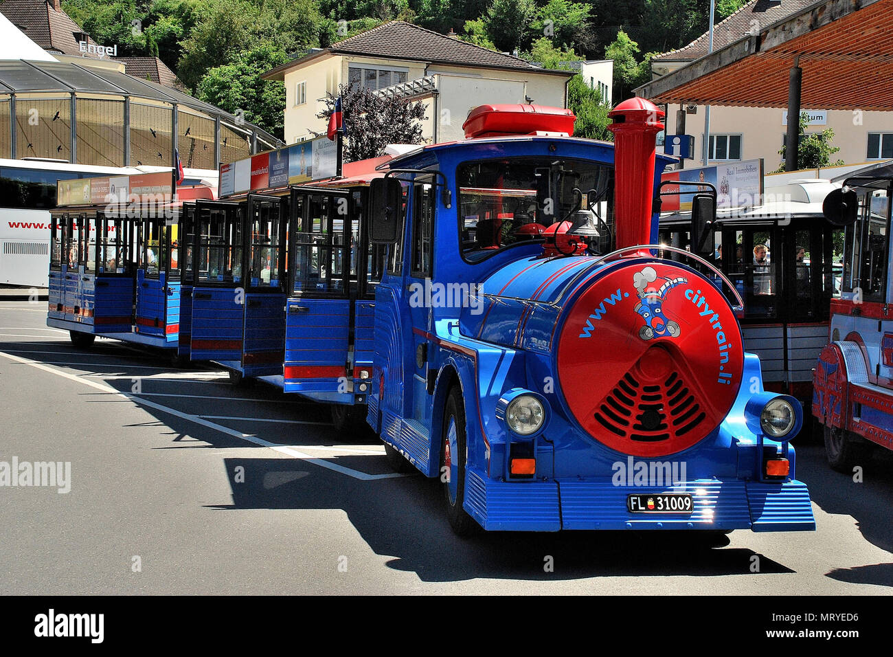 Tourist train for city sightseeing, Vaduz, Liechtenstein, Europe Stock ...