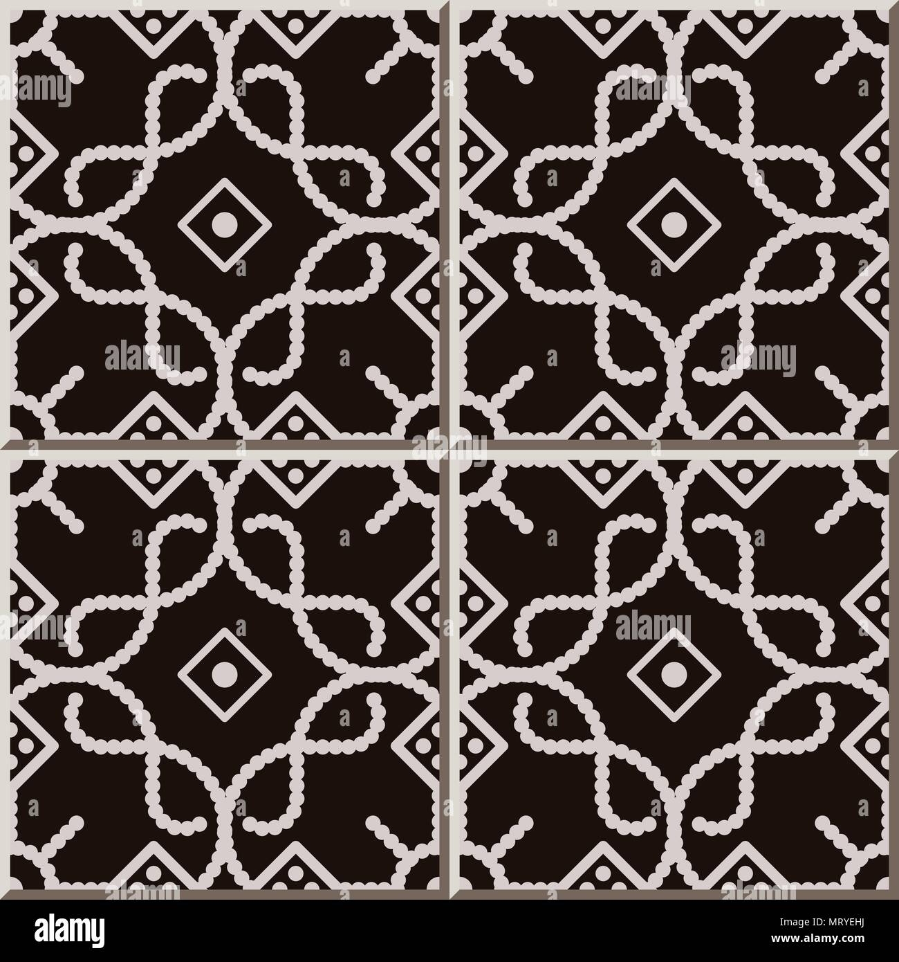 Ceramic tile pattern Curve Square Corner Cross Dot Line Frame, oriental ...
