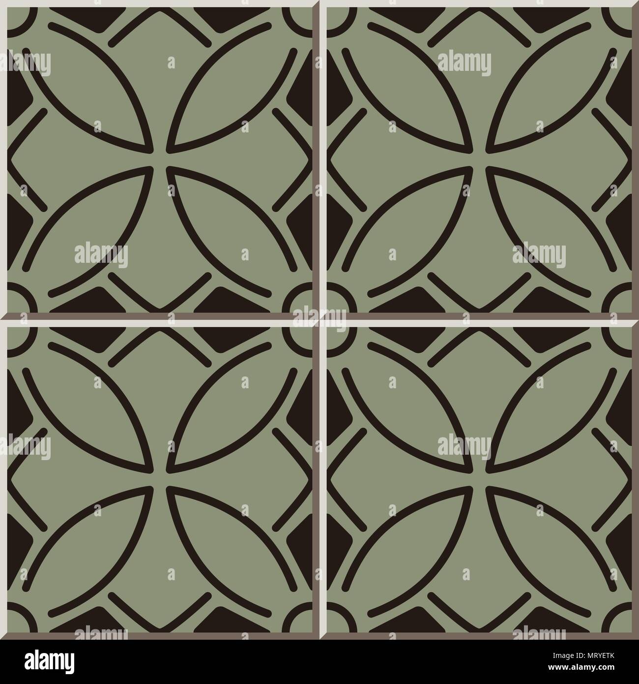 Ceramic tile pattern Round Curve Cross Frame Line Flower, oriental ...