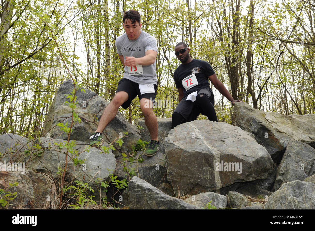Runners participate in the annual Rugged Terrain Obstacle Run at ...