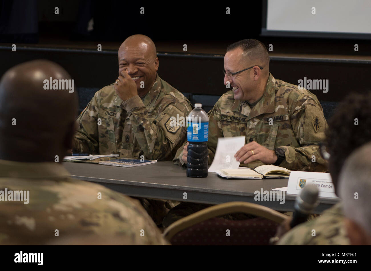 Command Sgt. Maj. James W. Breckinridge (right), regimental command ...