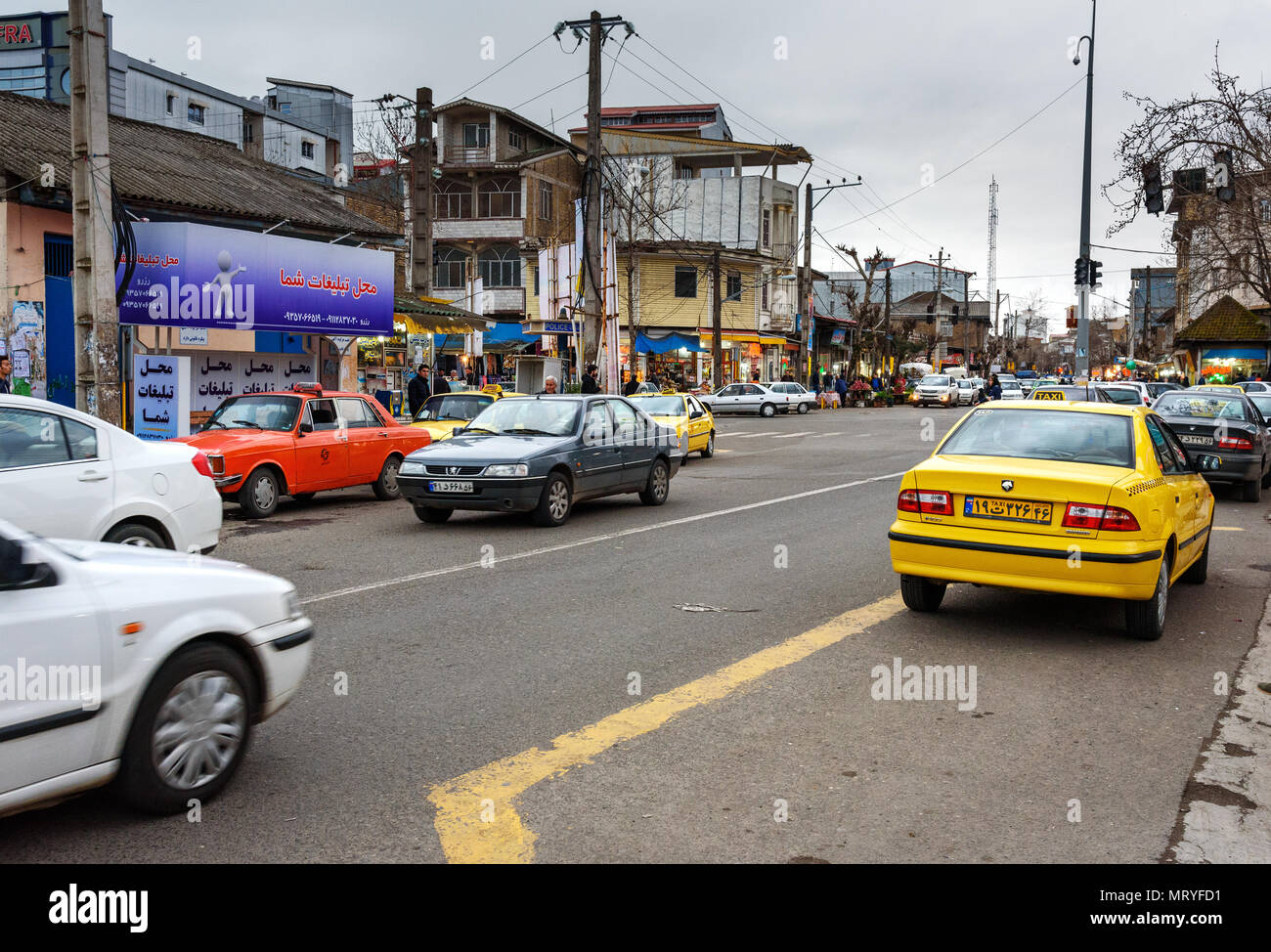 Astara, Gilan Province, Iran - March 13, 2018: On the street in the ...