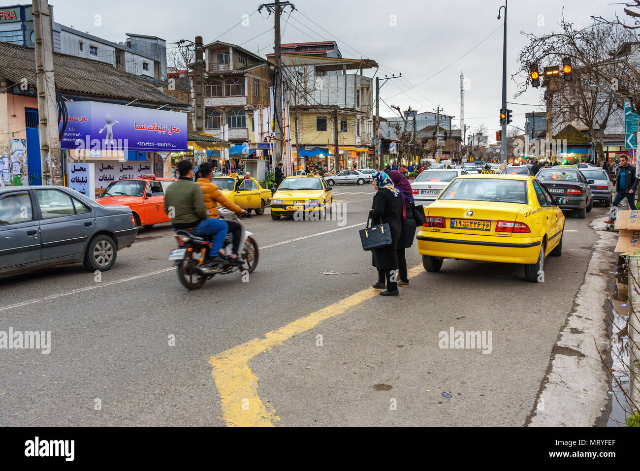 Astara, Gilan Province, Iran - March 13, 2018: On the street in the ...