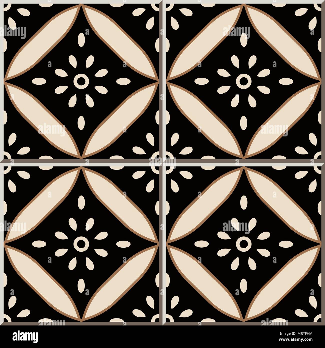 Ceramic tile pattern Curve Cross Round Frame Flower, oriental interior ...
