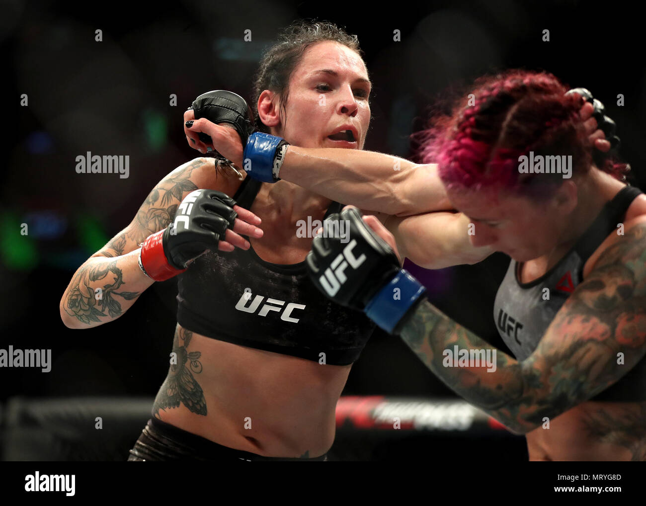 Lina Lansberg (left) and Gina Mazany in action during UFC Fight Night ...