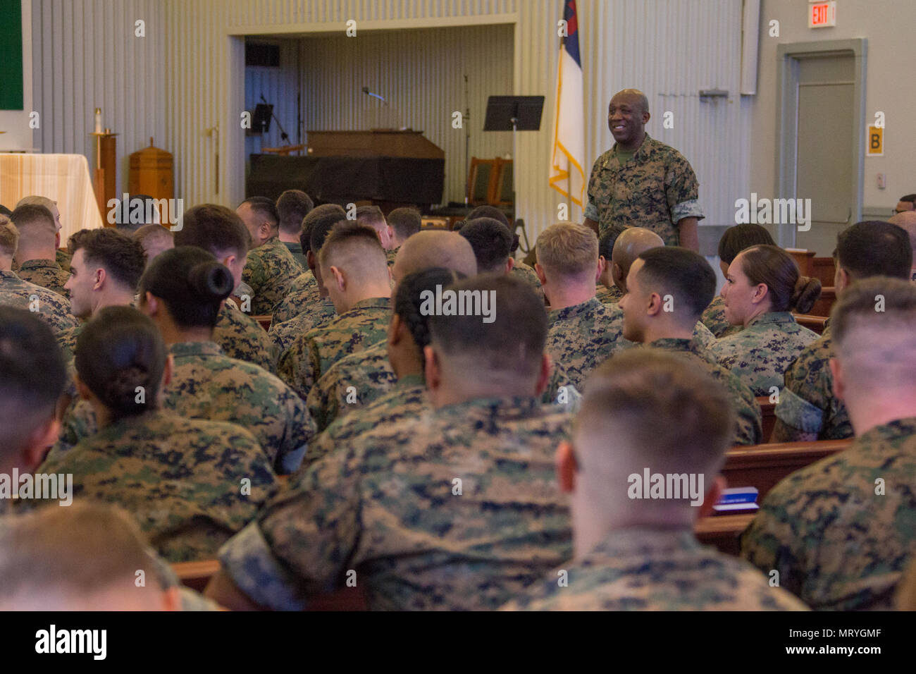 Sergeant Major of the Marine Corps Sgt. Maj. Ronald L. Green speaks to ...