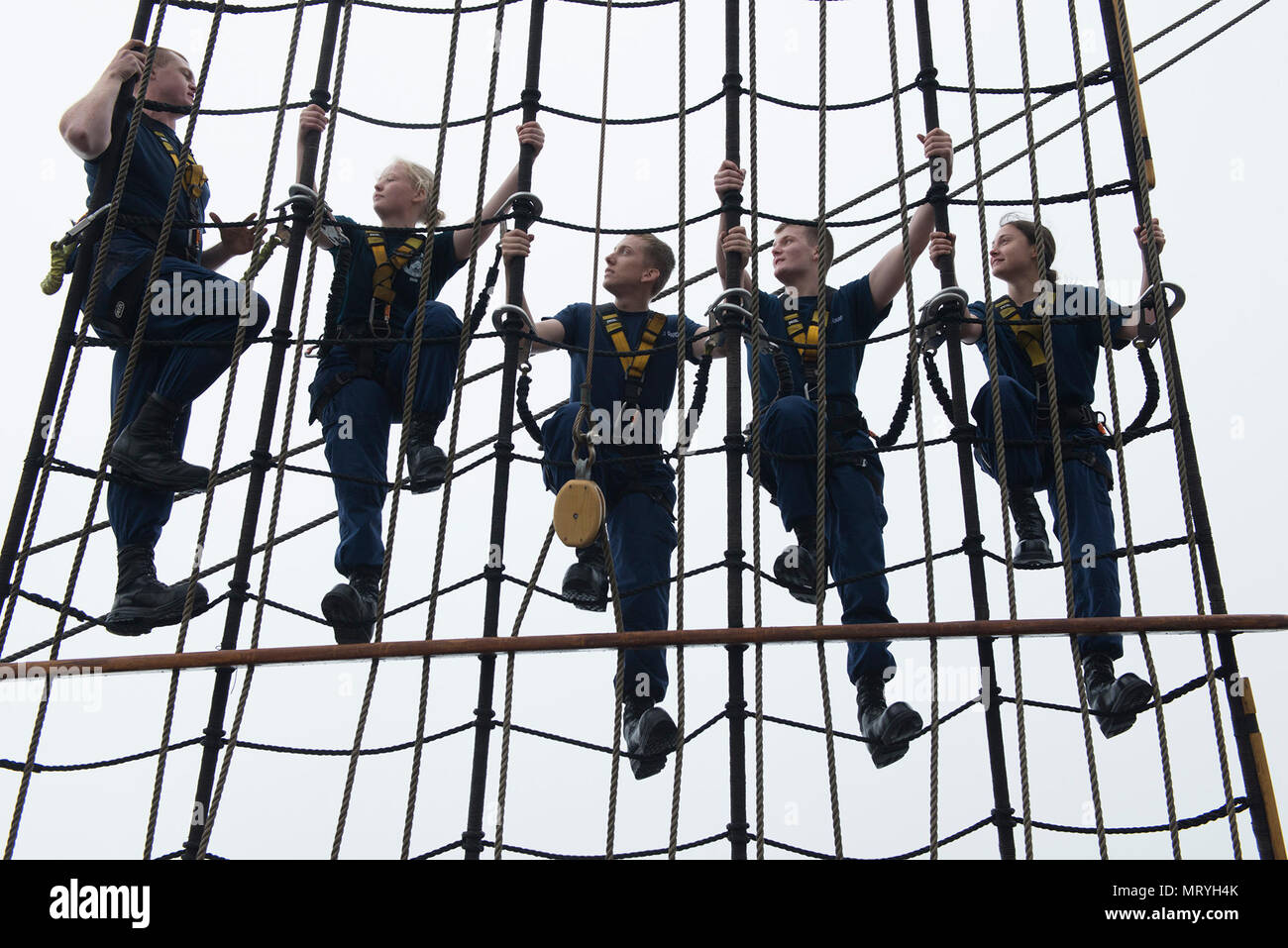 Seaman Thomas Napier, a crewmember aboard the Coast Guard Cutter Barque ...