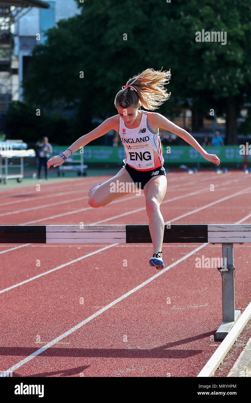 Loughborough, England, 20th, May, 2018. Emily Moyes competing in the ...