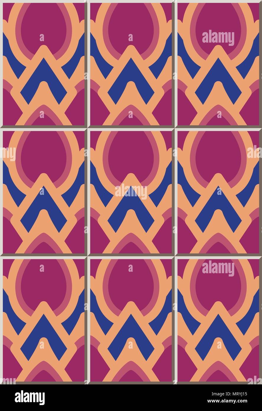 Ceramic tile pattern Curve Cross Frame Oval Geometry, oriental interior ...