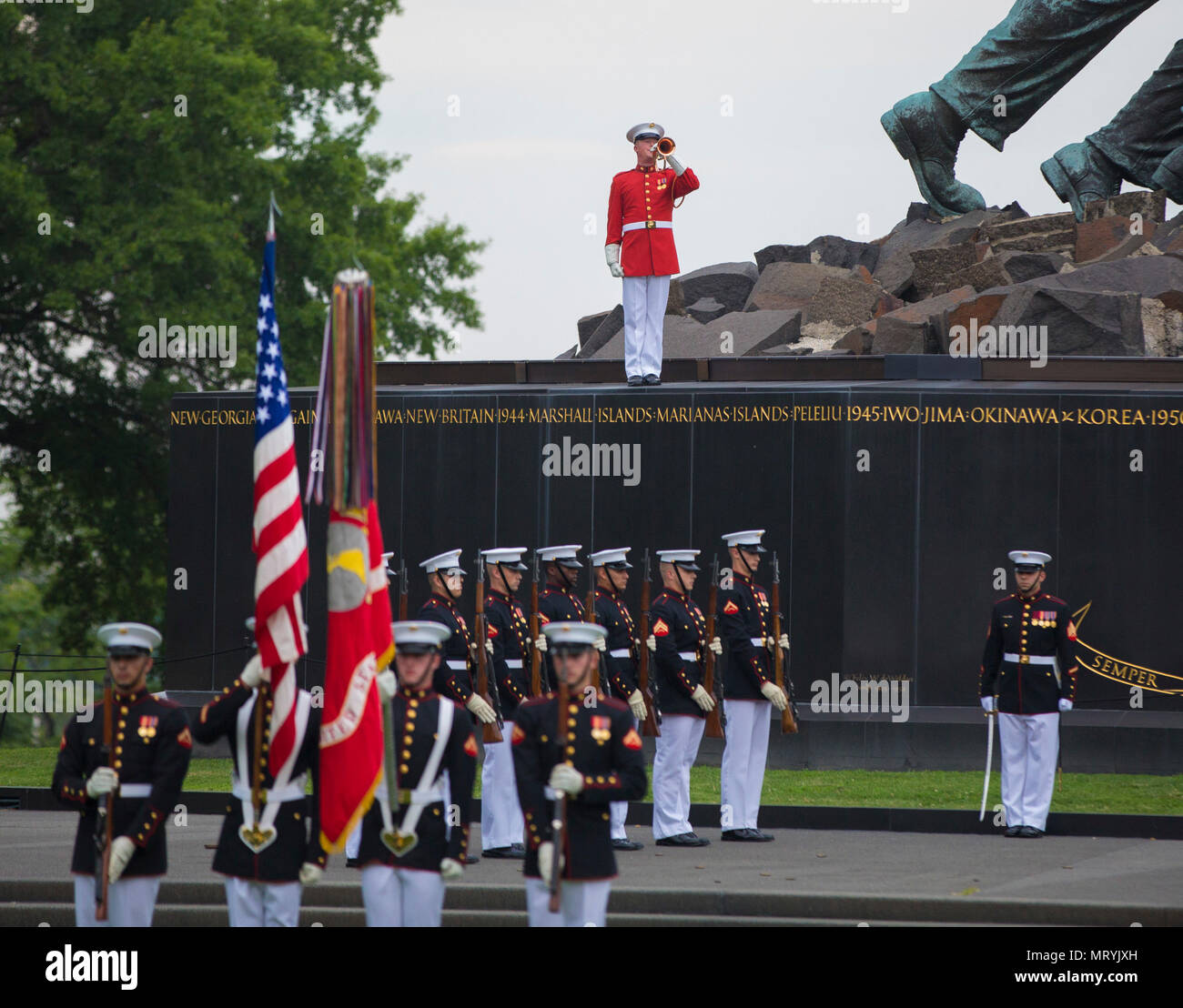 U.S. Marines with Marine Barracks Washington perform during a sunset ...