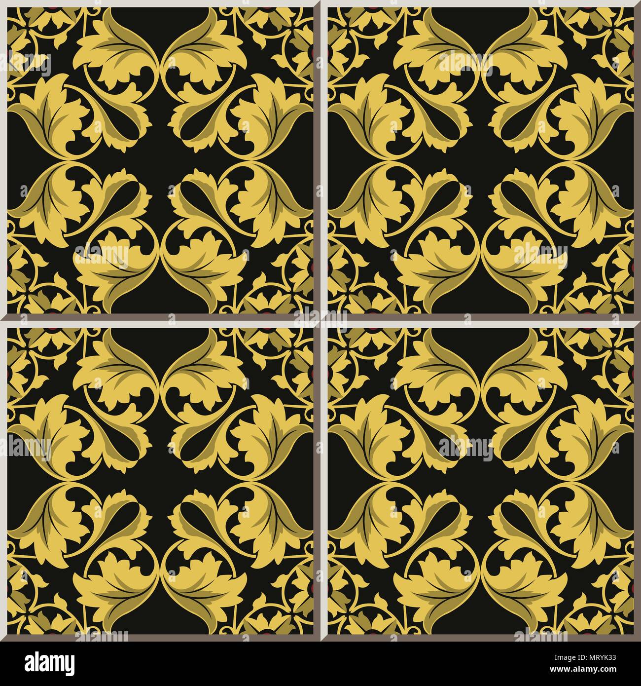 Ceramic tile pattern golden curve spiral round cross leaf frame ...