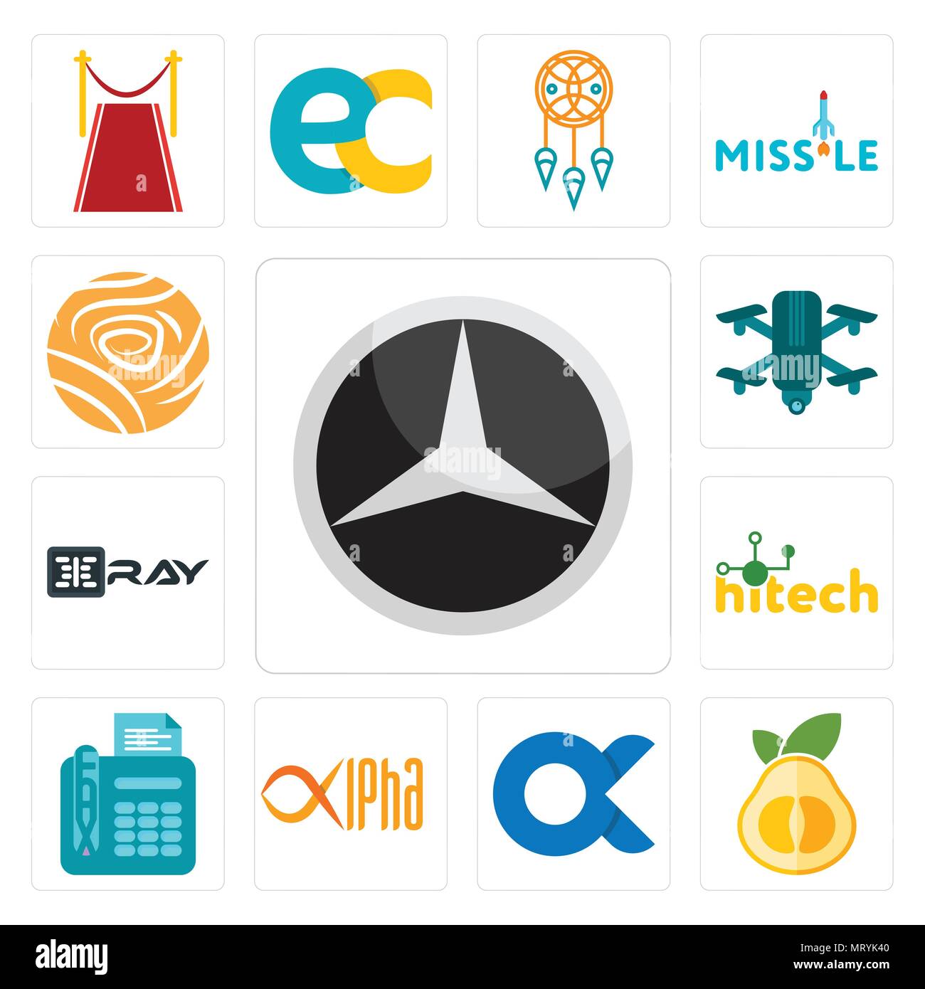 Set Of 13 simple editable icons such as mercedes, pomelo, , alpha, fax ...