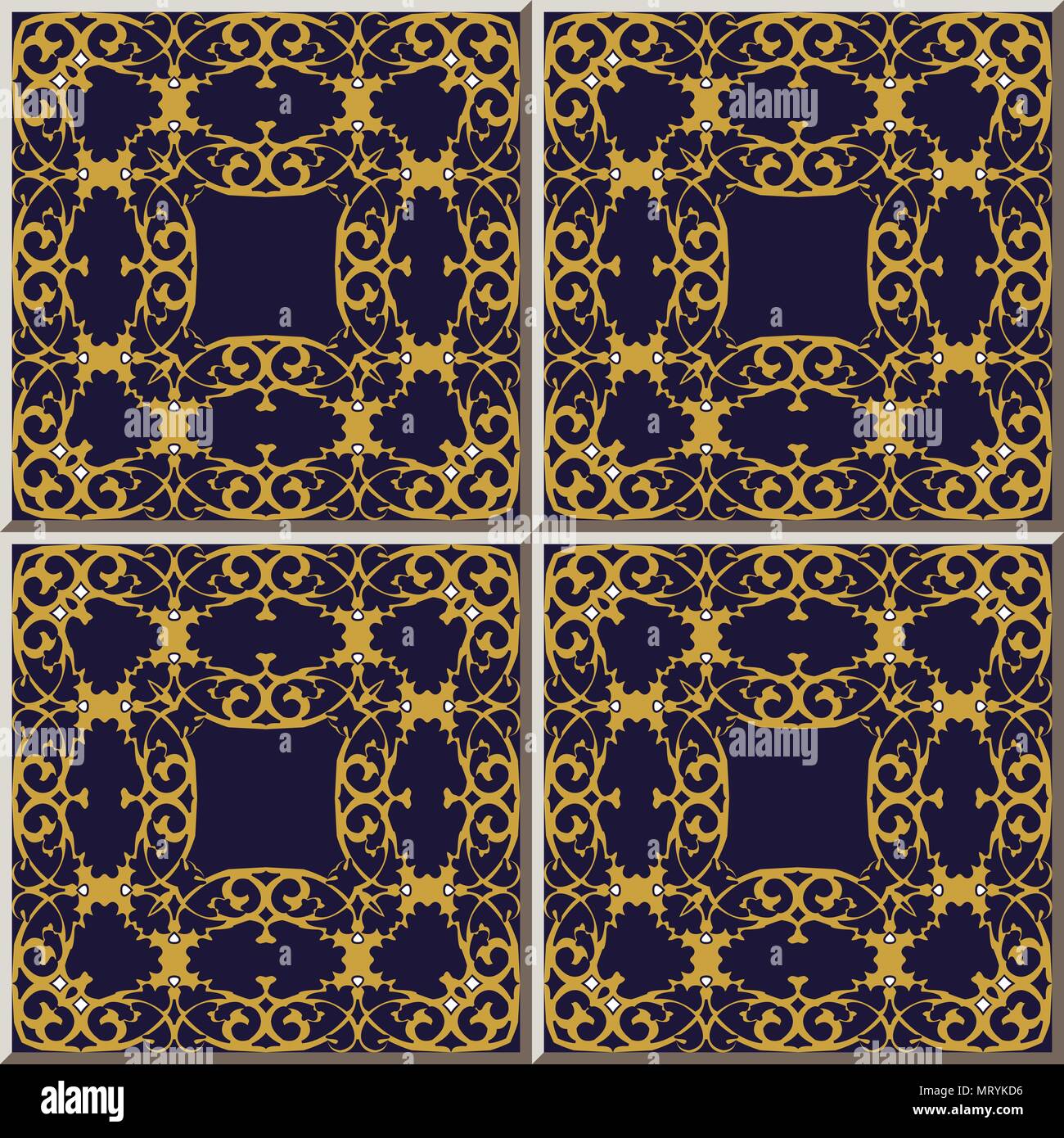 Ceramic tile pattern golden spiral curve cross luxury frame, oriental ...