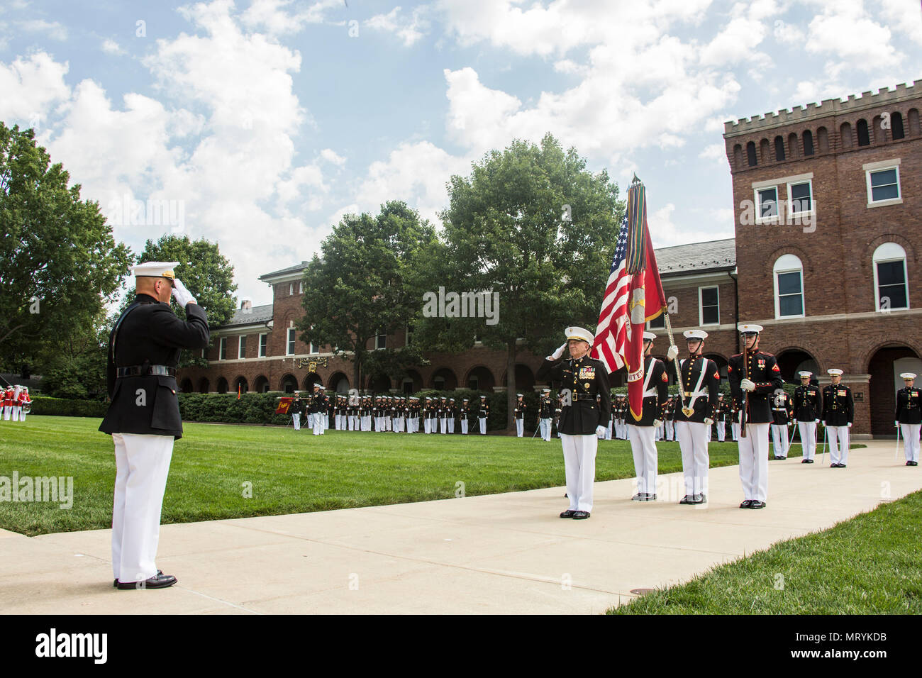 U.S. Marine Corps Gen. Robert B. Neller, left, commandant of the Marine ...
