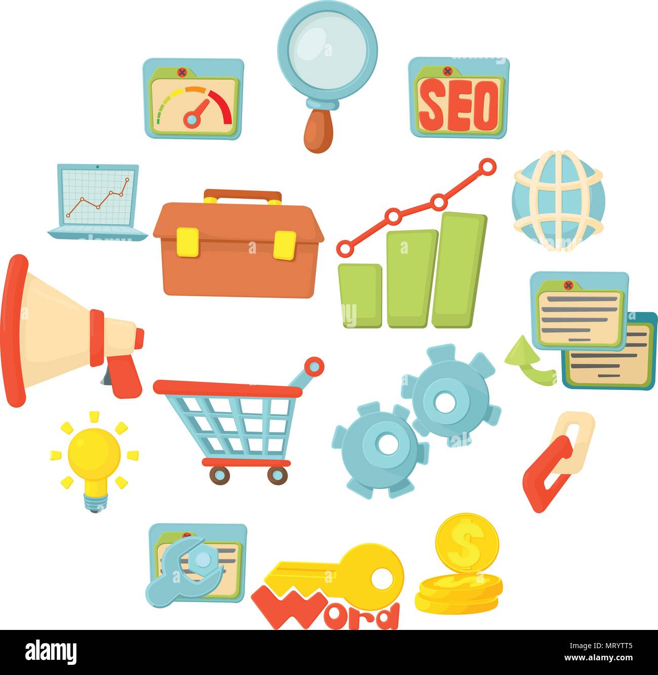 SEO icons set, cartoon style Stock Vector Image & Art - Alamy