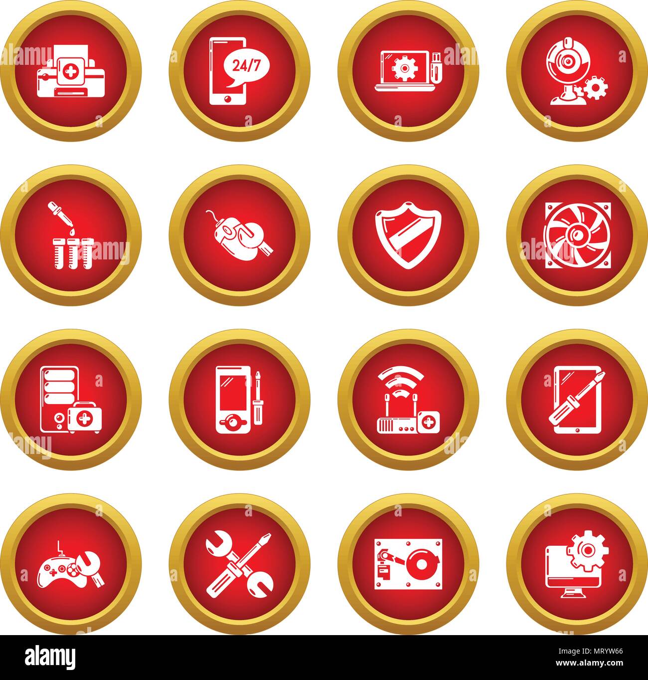 Computer repair service icons set, simple style Stock Vector Image ...