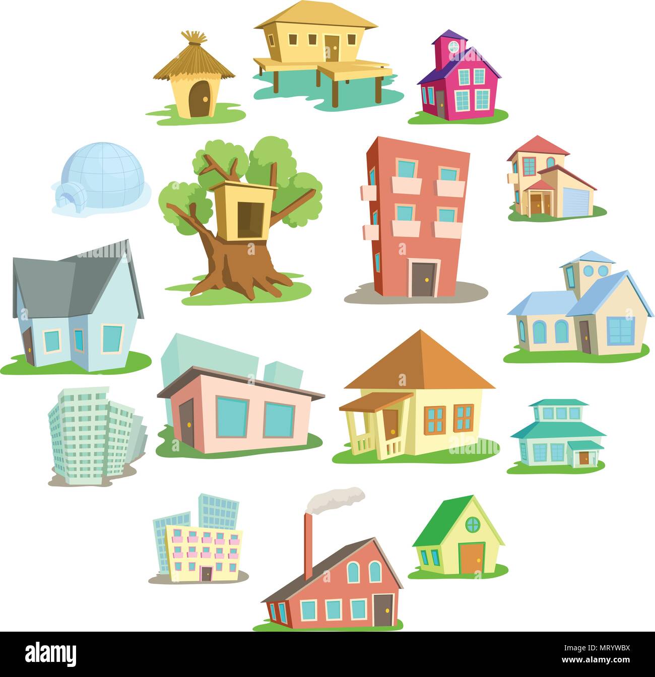 Houses icons set, cartoon style Stock Vector Image & Art - Alamy
