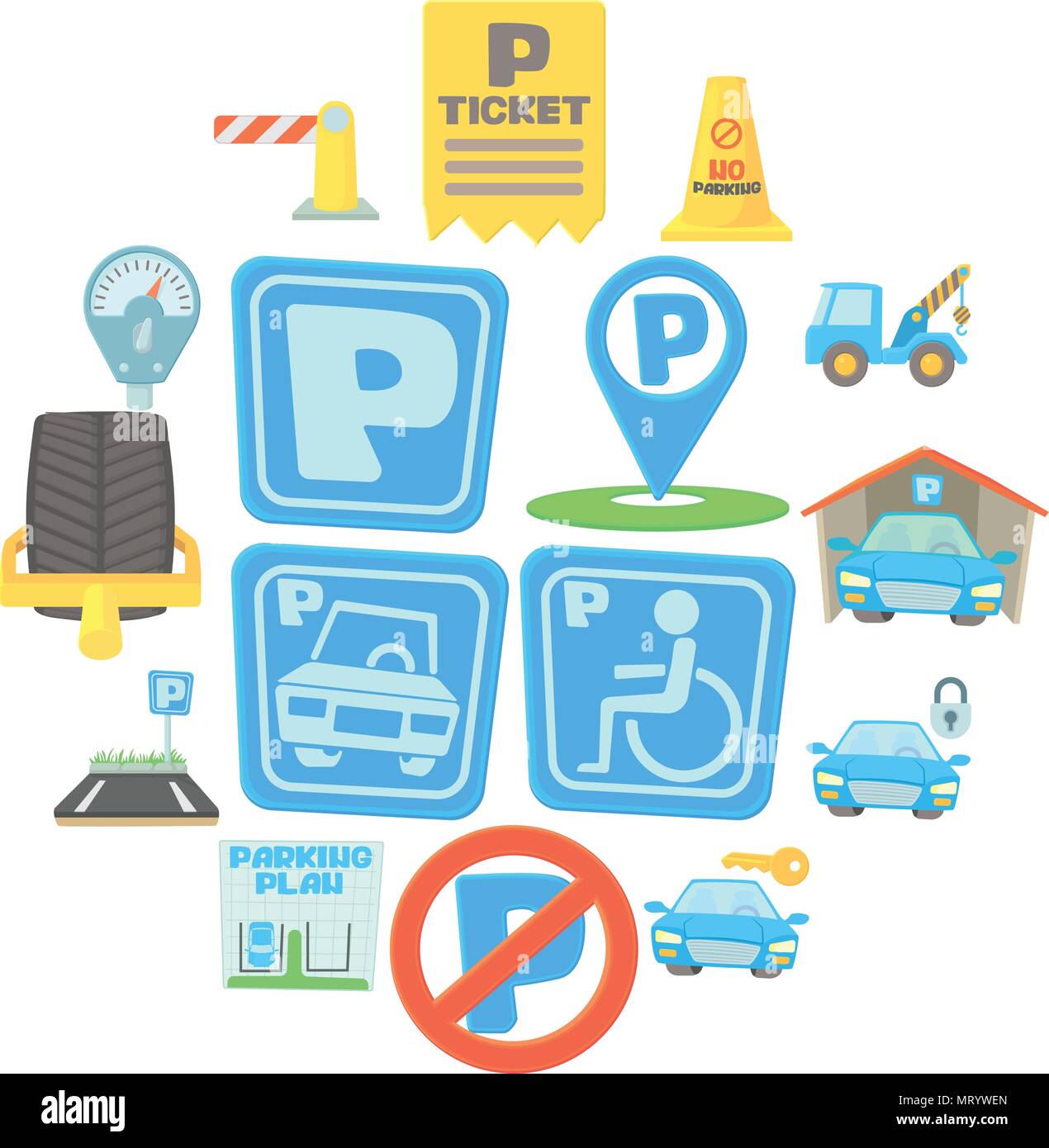Parking icons set, cartoon style Stock Vector Image & Art - Alamy