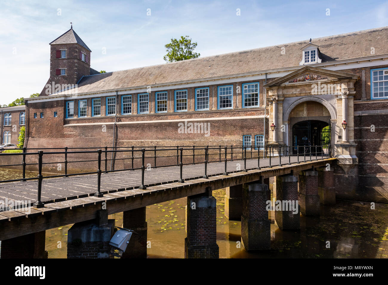 Entrance bridge and main door of the old and historic castle of Breda ...