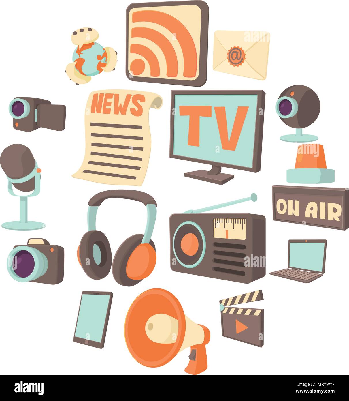 Media communications icons set, cartoon style Stock Vector Image & Art ...